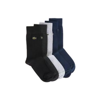 Lacoste Lot de 5 paires de chaussettes hautes en coton m&eacute;lang&eacute;