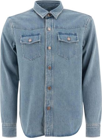 Tom Ford Homme, Chemises, Bleu, Taille: L Chemise en jean &agrave; empi&egrave;cements style western