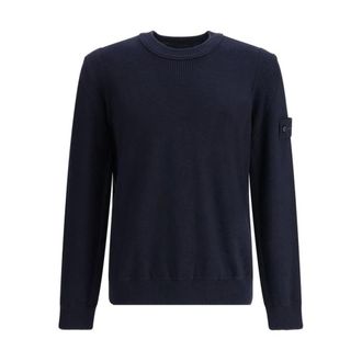 Stone Island Homme, Pulls, Bleu, Taille: M Pull en coton avec monogramme