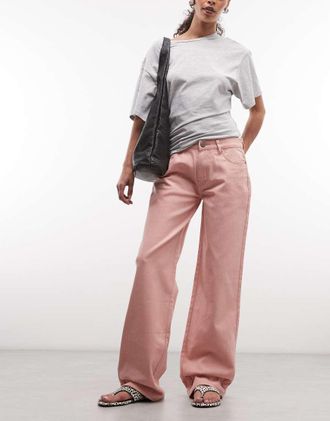Daisy Street Boyfriend-Jeans in Terracotta mit niedrigem Bund-Rosa