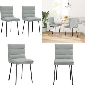 vidaXL Esszimmerstühle 2 Stk. Hellgrau Samt - Vidaxl