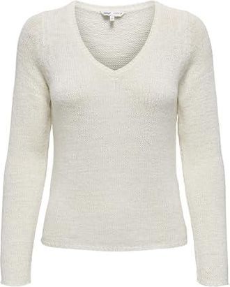 Only Neck Onlgeena L/S Col en V KNT Nca, Cloud Dancer, M Femme