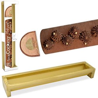 ScrapCooking Moule Silicone Insert - Goutti&egrave;re B&ucirc;che 25 cm pour 8 &agrave; 10 Personnes - Mini-B&ucirc;ches Buchettes - Dessert de No&euml;l - Avec Recette - Coloris Dor&eacute; - 2971