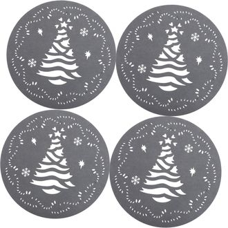 Amosfun 4st&uuml;cke Runde Platzsets Weihnachten Weihnachtliche Tischdekoration Aus Filz Mit Baumdesign Kratzfeste Untersetzer F&uuml;r Bars Und Hotels