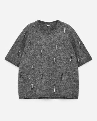 Arket Verziertes Strickoberteil -Grau