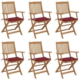vidaXL Klappbare Gartenst&uuml;hle 6 Stk. mit Kissen Massivholz Akazie vidaXL