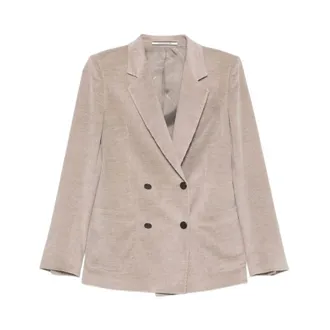 Tagliatore Veste crois&eacute;e en velours c&ocirc;tel&eacute; - Femme - Vestes - Beige - Taille: 34 FR