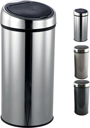 MSV Küchenmüllbehälter mit Touch-Funktion aus Edelstahl, modernes und trendiges Design, geräuschloses Öffnungssystem, leicht zu reinigen, ideal für das ga