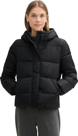 Tom Tailor Damen Puffer Winterjacke mit Kapuze, 14482 - Deep Black, XXL