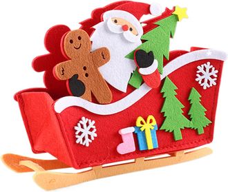 Generic Christmas Santa Sleigh Figur - Geschenkbox, Dekoration für den Urlaub, dekorative Anzeige der Süßigkeitenhalter-Statue des Fenstertischs | Weihnachtsm
