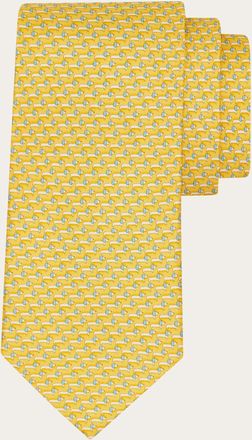 Ferragamo Herren Seidenkrawatte mit Dackel-Print Gelb