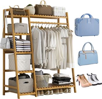 Generic Kleiderregal: Organizer, Schuhe und Mäntel in verstellbaren Schichten, Laptopständer mit mehrstufiger Aufbewahrung, unabhängiger Schrankorganizer für 