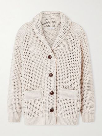 Brunello Cucinelli Cardigan En Coton M&eacute;lang&eacute; &Agrave; Mailles Ajour&eacute;es - Neutres