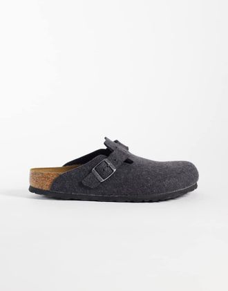 Birkenstock Boston Clogs aus Wolle in Anthrazit-Grau