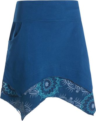 vishes Alternative Bekleidung - Damen Mini-Rock Baumwolle Mandala-Druck extra breiter Bund mit Kordel-Zug und Taschen t&uuml;rkis 40-42