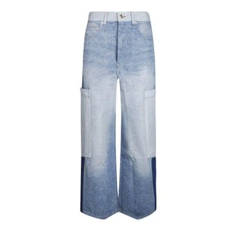 Ganni Patchwork Denim Baggy Cargo Jeans - - Jeans - Damen - Blau - W26