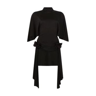 DAVID KOMA Lace Rose and Draped Sleeve Mini Dress - - Dresses - Damen - Schwarzk - M