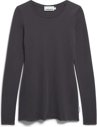 Armedangels Damen Longsleeve aus Bio-Baumwolle EINIAARA Soft Slim Fit Dark Steel