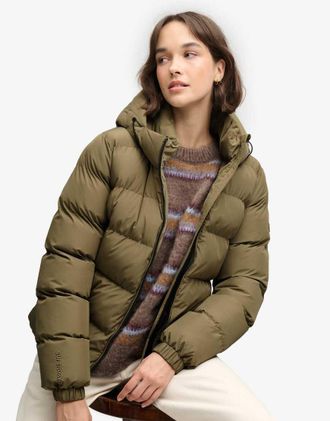 Superdry doudoune &agrave; capuche sport kaki-Vert