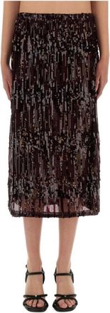 Baum Und Pferdgarten Femme, Jupes, Rouge, Taille: 40 FR Jupe midi &agrave; sequins scintillants