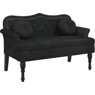 vidaXL Vidaxl - Banc avec coussins en velours noir 120,5x65x75 cm - Capacit&eacute; de charge 110 kg - Design capitonn&eacute; &eacute;l&eacute;gant - Assemblage requis