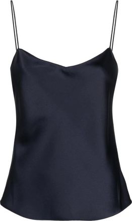 Theory Femme, Tops, Bleu, Taille: 42 FR D&eacute;bardeur drap&eacute; en satin
