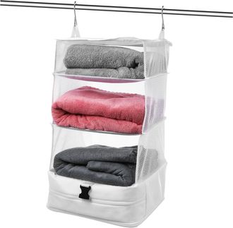 TOPBATHY Dreistöckiger Hängender Aufbewahrungsbeutel mit Fächern Vielseitiger Faltbarer Kleiderschrank Organizer Platzsparend für Reise und Zuhause Einfacher H