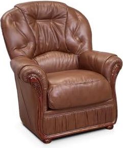 Vente-Unique Fauteuil 100% Cuir de Buffle Marron Daphne