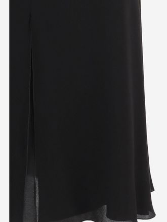 Valentino Womens Skirt With Front Slit, Silk Black