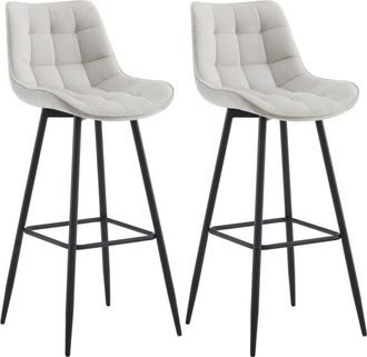 Clp Lot de 2 tabourets de bar Dartford Gris Velours