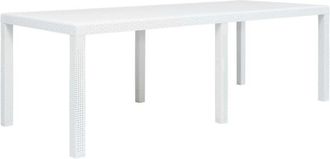 vidaXL Vidaxl - Table de jardin Blanc 220x90x72 cm Plastique Aspect de rotin