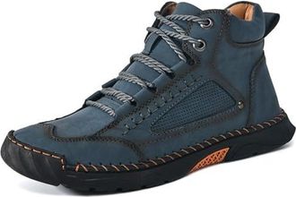 Generic Bottes en cuir faites &agrave; la main pour homme - Chaussures de randonn&eacute;e et de travail confortables et imperm&eacute;ables avec soutien de la vo&ucirc;te plantaire, bl