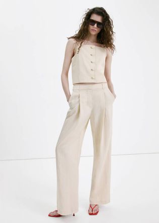 Mango Lyocell-Top mit Kn&ouml;pfen hellgrau/pastellgrau - Damen - XXS - MANGO