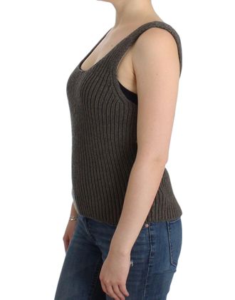 Ermanno Scervino Womens Gray Knit Top Knitted Sweater Merino Wool Acrylic