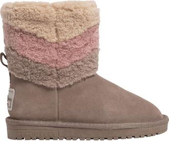 Pepe Jeans London Bottines en Cuir avec Fourrure Diss Marron