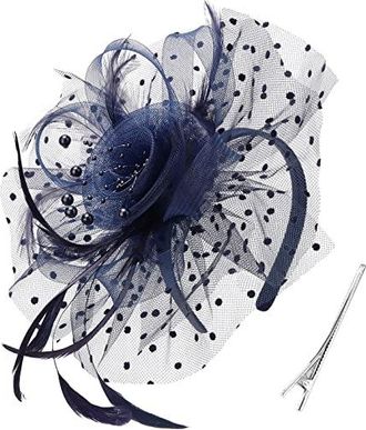 Dreshow Fascinator Chapeau Plume Mariage Dames Day Bandeau et Clip Cocktail Tea Party Chapeau pour Fille et Femmes, Taille Unique, 1 pc Thicker: NAUK