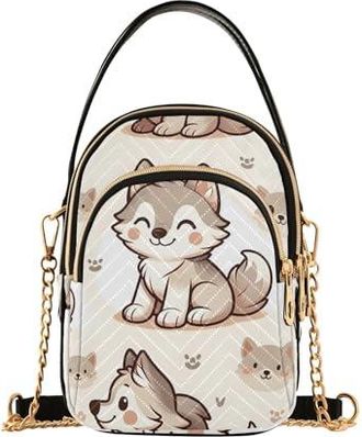 Mnsruu Sac à bandoulière pour femme avec sangle réglable Motif loup mignon