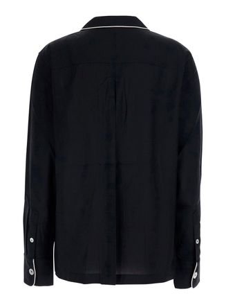 Toteme Womens Black Silk Shirt With Contrasting Details Blouses