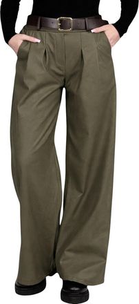 Mississhop 403 Damen Hose aus Kunstleder mit G&uuml;rtel Oliv