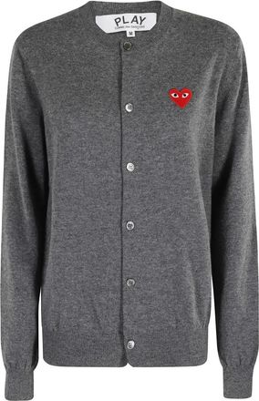 Comme Des Gar&ccedil;ons Femme, Pulls, Gris, Taille: 42 FR Round Neck Cardigan Emblem