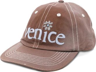 ERL Erl, Homme, Accessoires, Brun, Taille: ONE Size Casquette Marron avec Sangle Réglable Coutures Contrastées