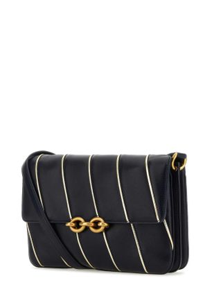 Saint Laurent Womens Two-Tone Leather Le Maillon Shoulder Bag Deepmarineplator Borse A Tracolla