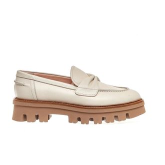 AGL Agl, Femme, Chaussures, Blanc, Taille: 36 EU Mocassins en cuir blanc