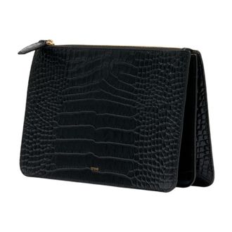Toteme Womens Threefold Wallet Black Calfskin