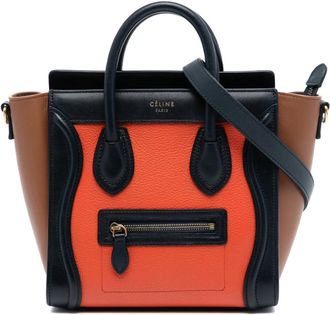 Celine Hobo Bags - Nano Tricolor Leather Luggage Tote - Gr. unisize - in Orange - f&uuml;r Damen
