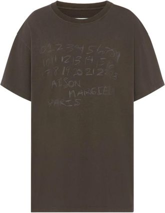 Maison Margiela Femme, Tops, Brun, Taille: 40 FR T-shirt Num&eacute;rique en Coton