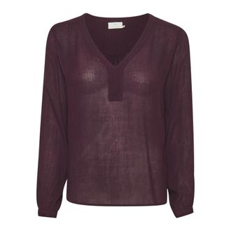 Kaffe Chemisier &agrave; Manches Longues Joyau Fonc&eacute; - Femme - Blouses et Chemises - Violet - Taille: 38 FR