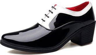 Generic Chaussures Oxford à talon épais pour homme - Bout pointu - Tendance - Pour travail, mariage, bal de fin dannée, Derby, Noir, 42 2/3 EU