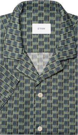 Eton Kurzarmhemd aus Baumwolle mit Print und Resort-Kragen, Contemporary Fit in