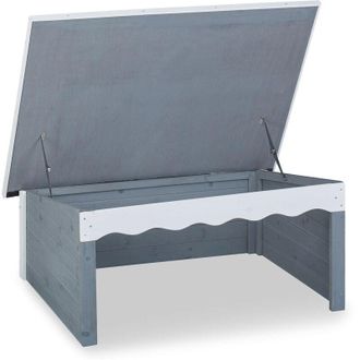 Relaxdays M&auml;hroboter Garage Holz, wetterfestes Dach, aufklappbar, hbt 46x108x82 cm, Unterstand f&uuml;r Rasenroboter, grau - Relaxdays